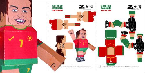 Cristiano Ronaldo em papel para recortar e montar - Brinquedos de Papel
