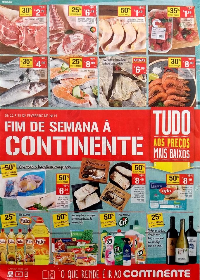folheto Continente Fim Semana 22a25fev - Folhetos. Desc. Promoções